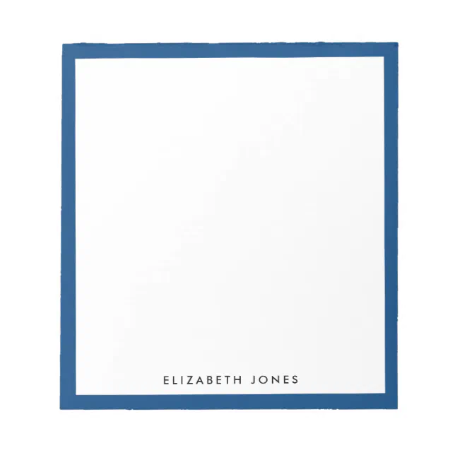 Simple Navy Blue Minimalist Modern Stylish Border Notepad | Zazzle