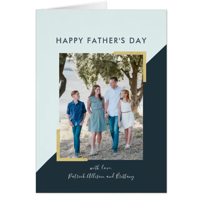 Simple Navy Blue Photo Father's Day Card | Zazzle