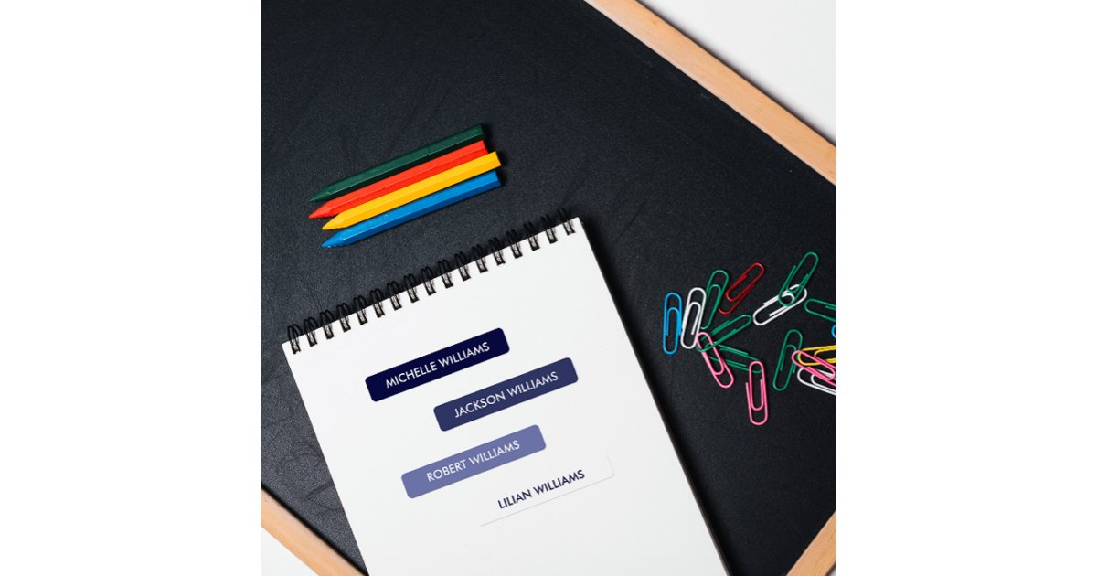 Simple Navy BLUE Scale Kids Name Labels | Zazzle