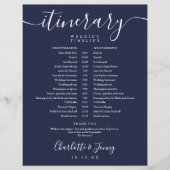 Simple Navy Blue Script Schedule Wedding Itinerary | Zazzle