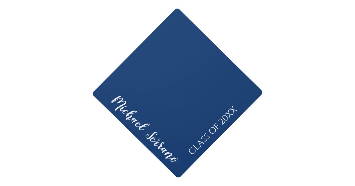 Simple Navy Blue Typography Graduation Cap Topper | Zazzle