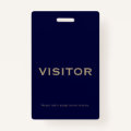 Simple Navy Blue Visitor Badge | Vertical | Zazzle