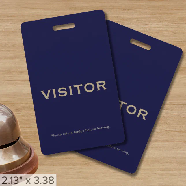 Simple Navy Blue Visitor Badge | Vertical | Zazzle