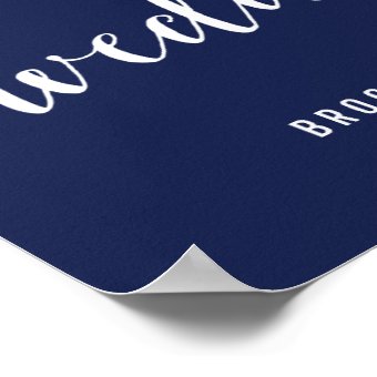 Simple Navy Blue Wedding Reception Sign Print | Zazzle