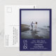Simple Navy Blue Wedding Save the Date Photo Postcard | Zazzle