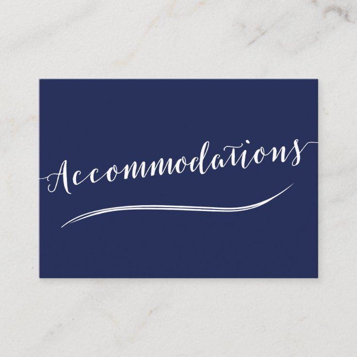 Simple Navy Blue White Wedding Accommodation Cards | Zazzle