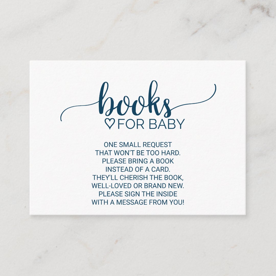 Simple Navy Calligraphy Book Request Insert | Zazzle