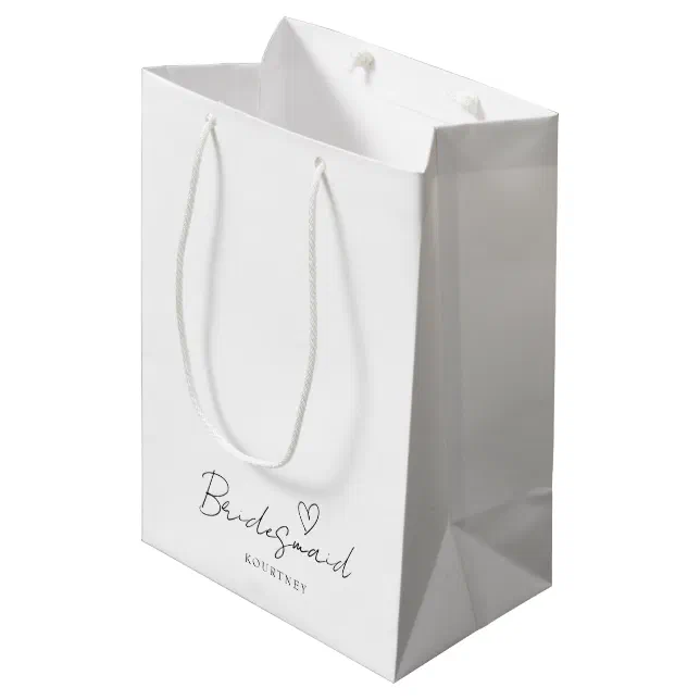 Simple Neutral Personalized Bridesmaid Gift Bag | Zazzle