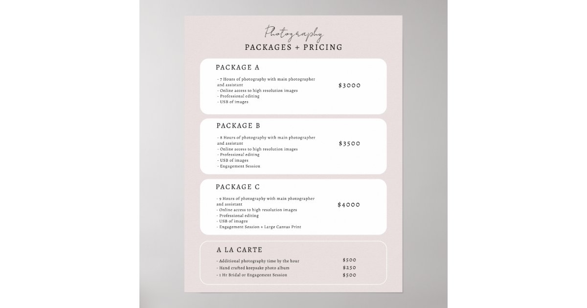 Simple Neutral Price List Template Poster | Zazzle