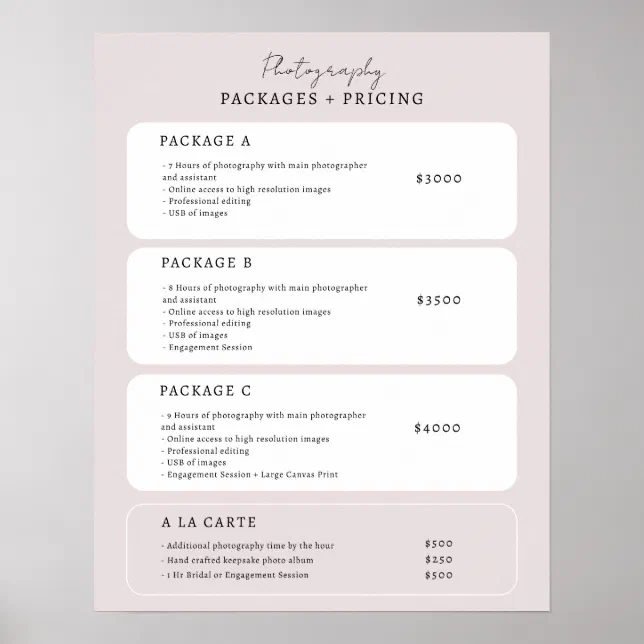 Simple Neutral Price List Template Poster | Zazzle