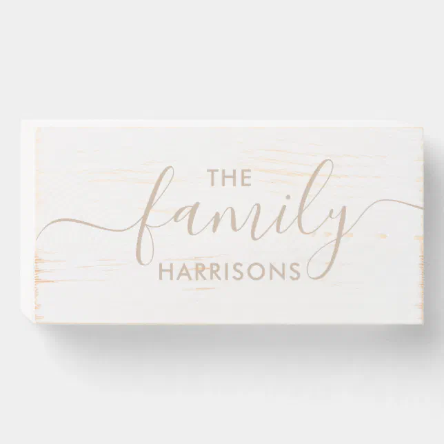 Simple Neutral Script Rustic Custom Family Name Wooden Box Sign | Zazzle