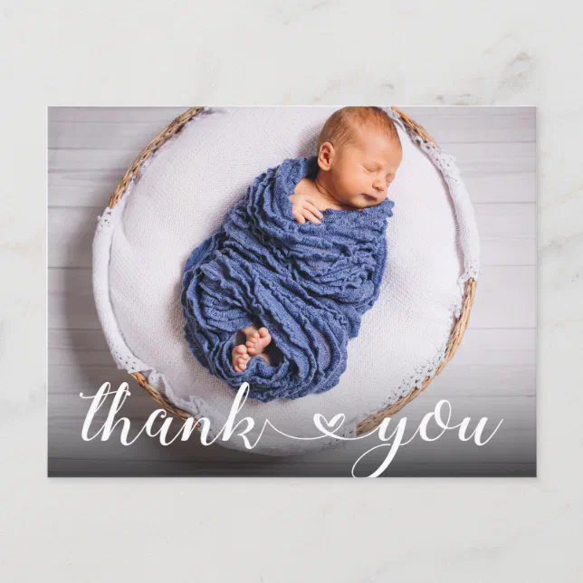 Simple New Baby Birth Announcement Thank You Postcard | Zazzle