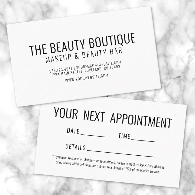 Simple Next Appointment Business Card | Zazzle