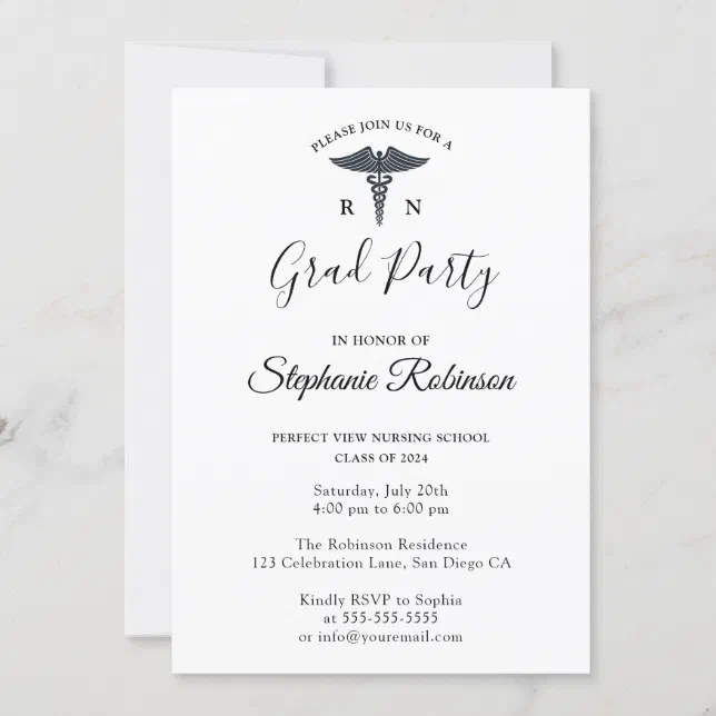 Simple Nursing School Graduation Modern Invitation | Zazzle