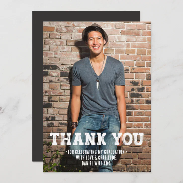 Simple One Photo Graduation Thank You Card | Zazzle