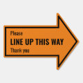 Simple Orange Black PLEASE LINE UP THIS WAY Sign | Zazzle