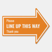 Simple Orange PLEASE LINE UP THIS WAY Sign | Zazzle