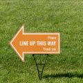 Simple Orange PLEASE LINE UP THIS WAY Sign | Zazzle