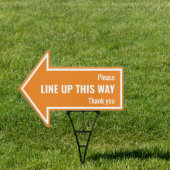 Simple Orange PLEASE LINE UP THIS WAY Sign | Zazzle