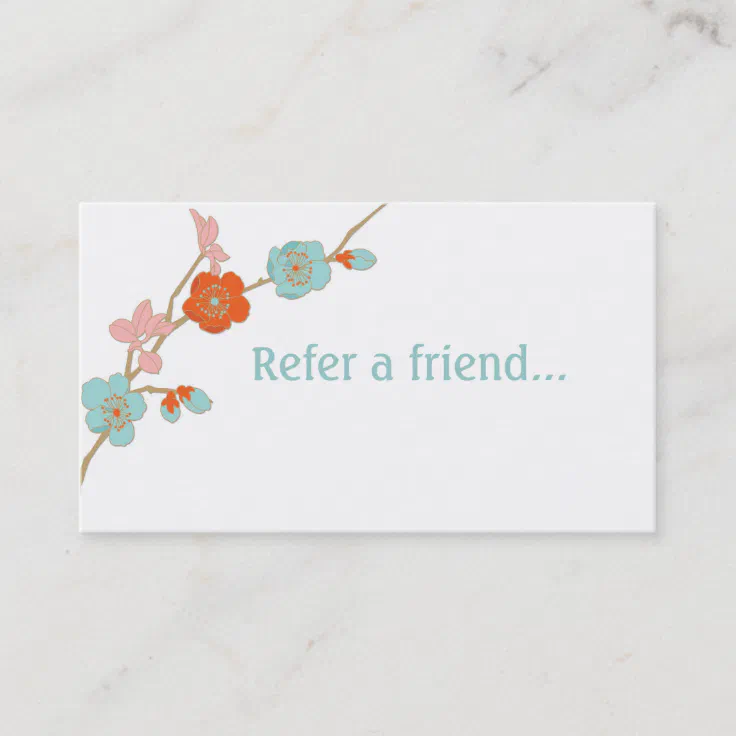Simple orchid flower refer a friend business cards | Zazzle