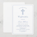 Simple Ornate Blue Cross Confirmation Invitation | Zazzle