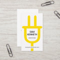 Simple Oversize Yellow Power Plug Electrician Business Card | Zazzle