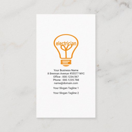 Simple Oversize Yellow Power Plug Electrician Business Card | Zazzle