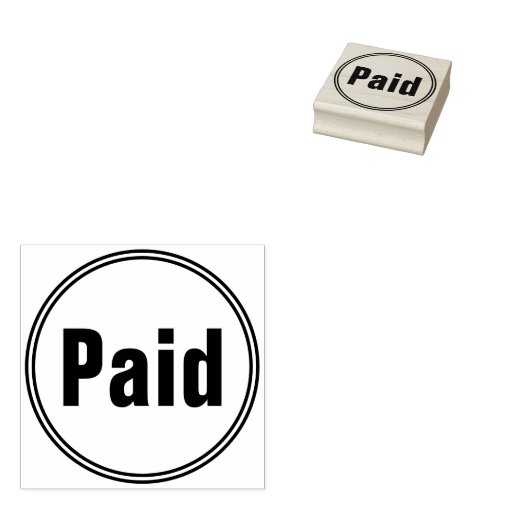 Simple "Paid" Rubber Stamp | Zazzle