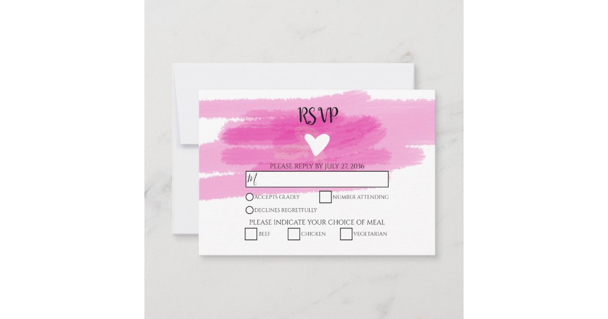 Simple Paint Strokes & Heart Wedding RSVP Cards | Zazzle