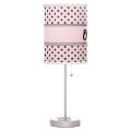 Simple Pale Pink Black Dots Pattern Script Name Table Lamp | Zazzle