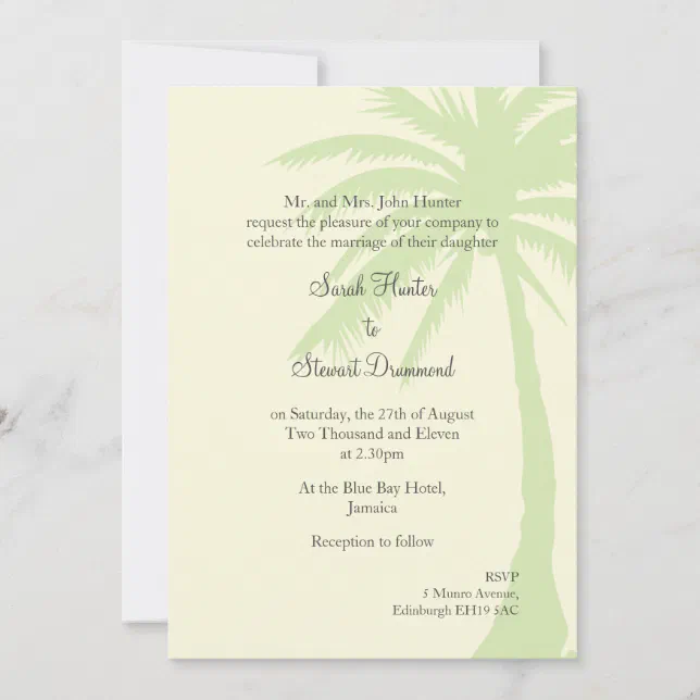 Simple Palm Tree Wedding Invitation | Zazzle