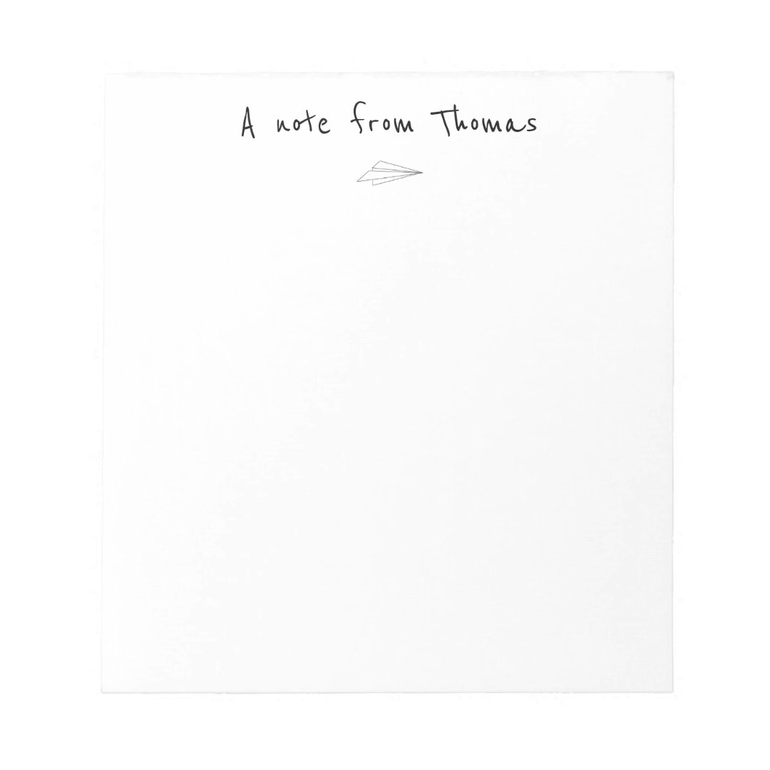 Simple Paper Airplane Notepad | Zazzle