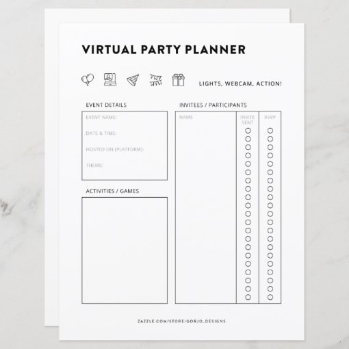 Simple Party Planner Virtual Party Organizer | Zazzle