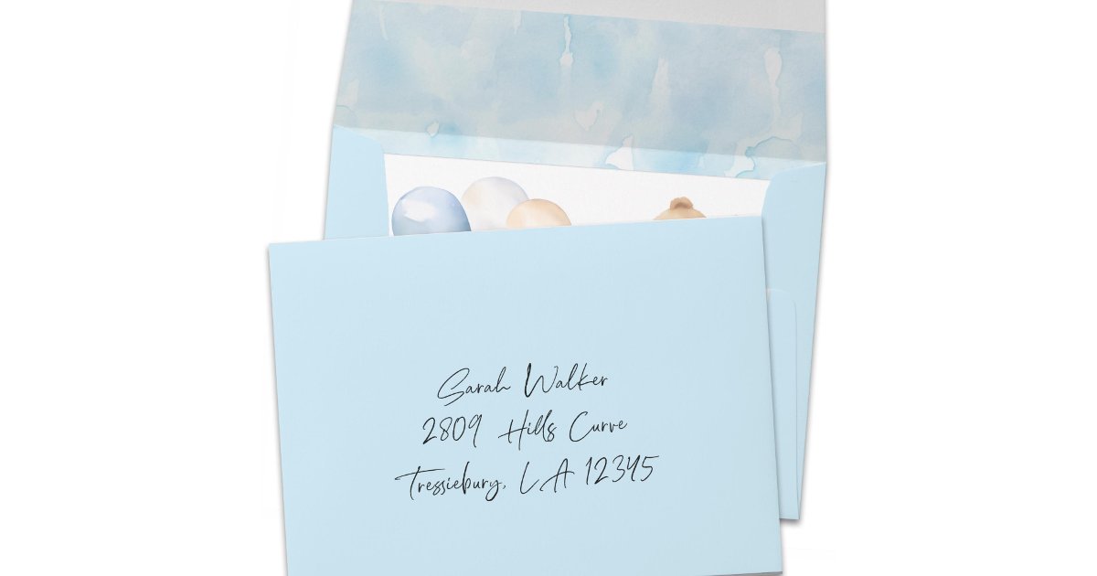simple pastel blue with watercolor texture envelope | Zazzle