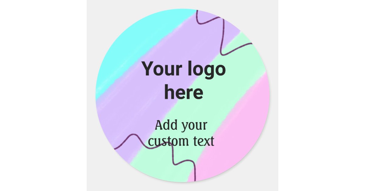 Simple pastel color add your logo custom text thr classic round sticker ...