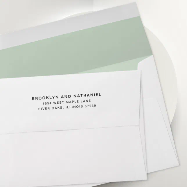 Simple Pastel Green Return Address Lined Envelope | Zazzle