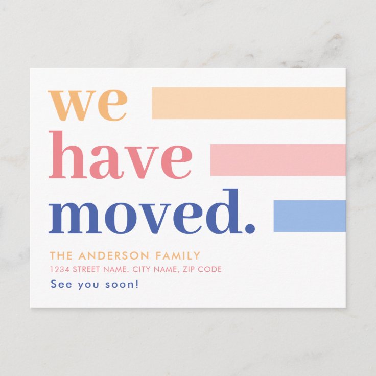 Simple Pastel We have Moved Announcement Postcard | Zazzle