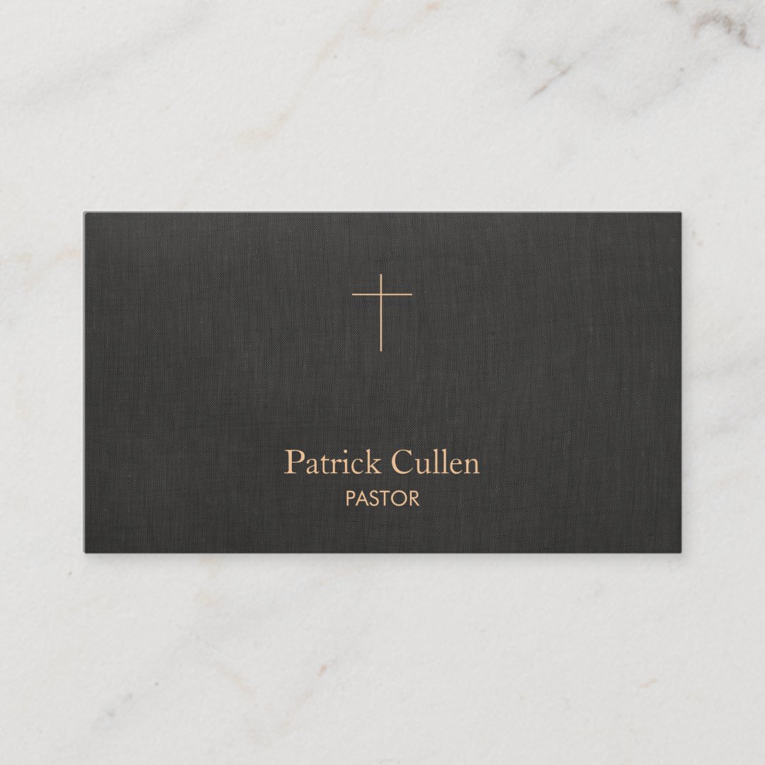 Simple Pastor Priest Crucifix Black Business Card | Zazzle