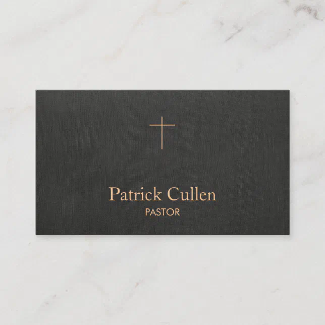 Simple Pastor Priest Crucifix Black Business Card | Zazzle
