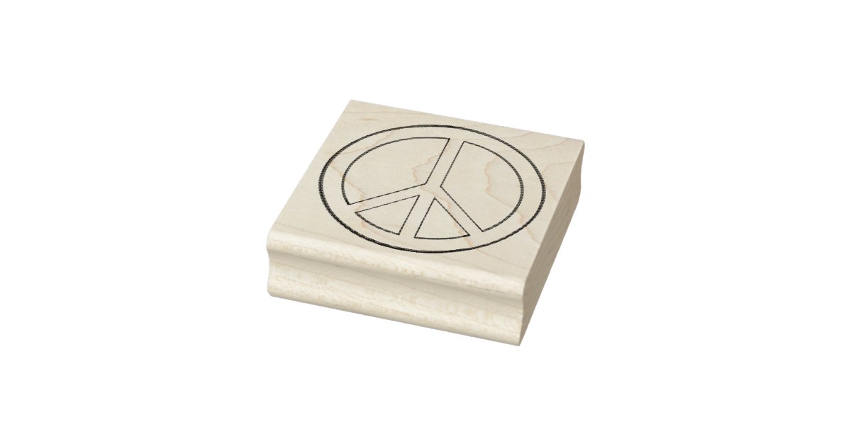 Simple Peace Sign Outline Drawing on Rubber Stamps | Zazzle
