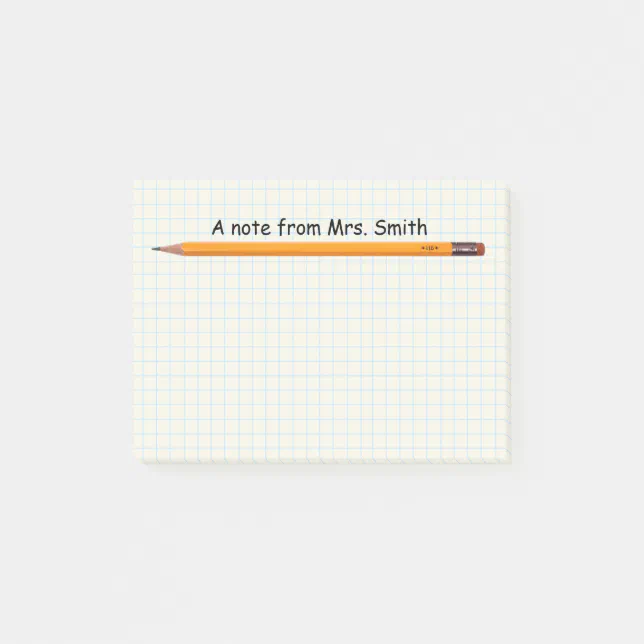 Simple Pencil & Grid Note Paper School Teacher | Zazzle