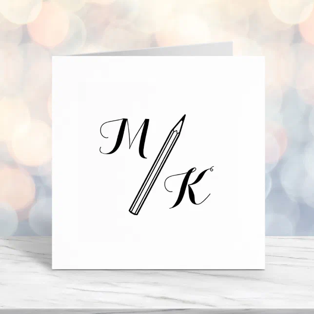 Simple Pencil Monogram Initials Self-inking Stamp | Zazzle