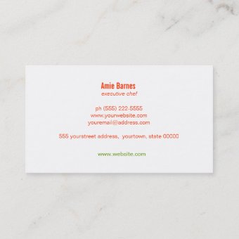 Simple Personal Chef Modern Catering Green Business Card | Zazzle