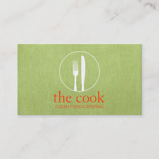 Simple Personal Chef Modern Catering Green Business Card | Zazzle