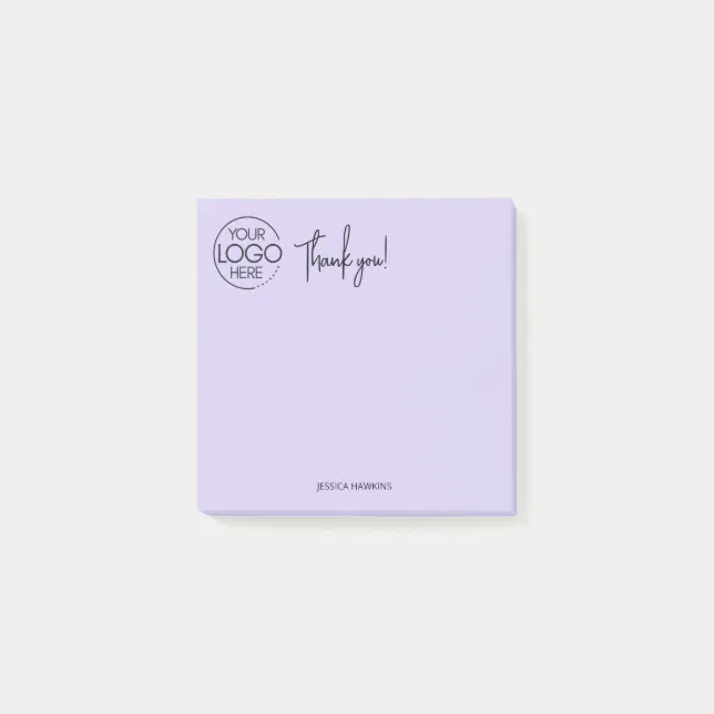 Simple Personal Stationery Thank You Light Purple Post-it Notes | Zazzle