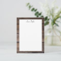 Simple Personalised Rustic Wood Stationery Flat Note Card | Zazzle