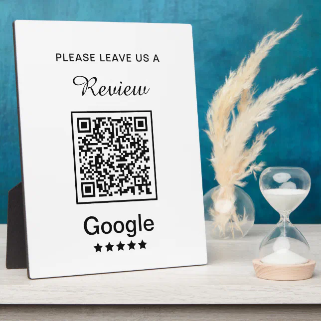 Simple Personalized Business Leave a Review Plaque | Zazzle