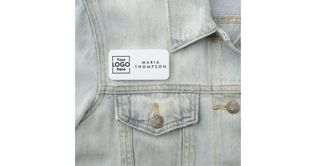Simple Personalized Business Logo Employee Staff Name Tag | Zazzle