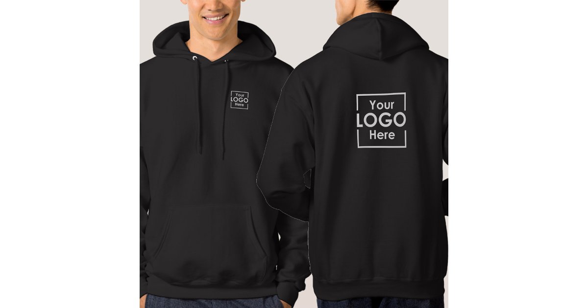 Simple Personalized Business Logo Front Back Black Hoodie | Zazzle