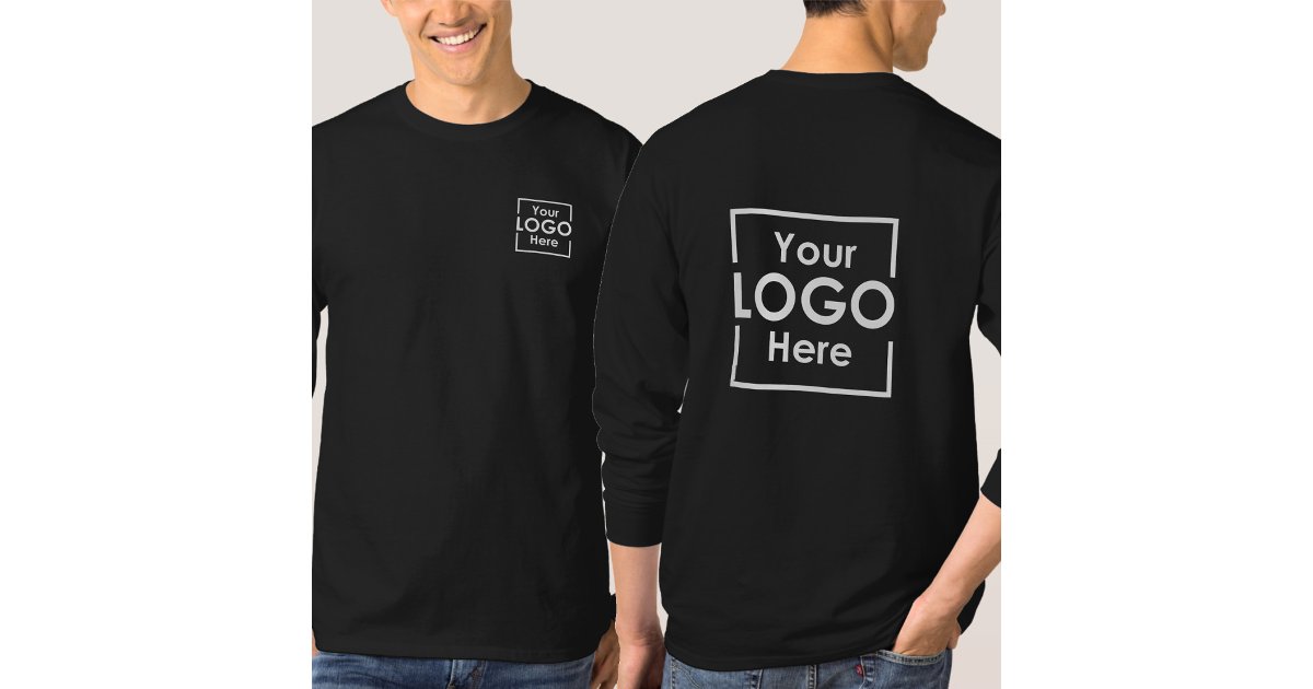 Simple Personalized Business Logo Front Back Black T-Shirt | Zazzle